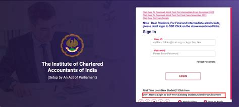 Icai Ssp Portal Registration Login And Services