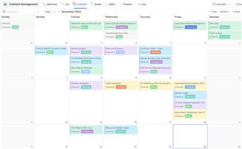 Youtube Content Calendar Template Template By Clickup™
