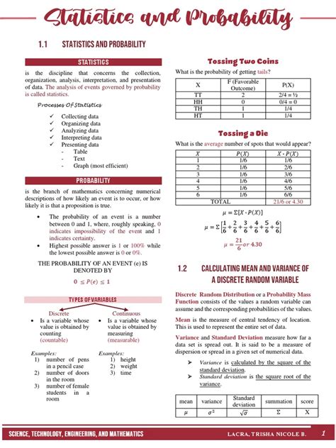 Statistics And Probability Notes Pdf
