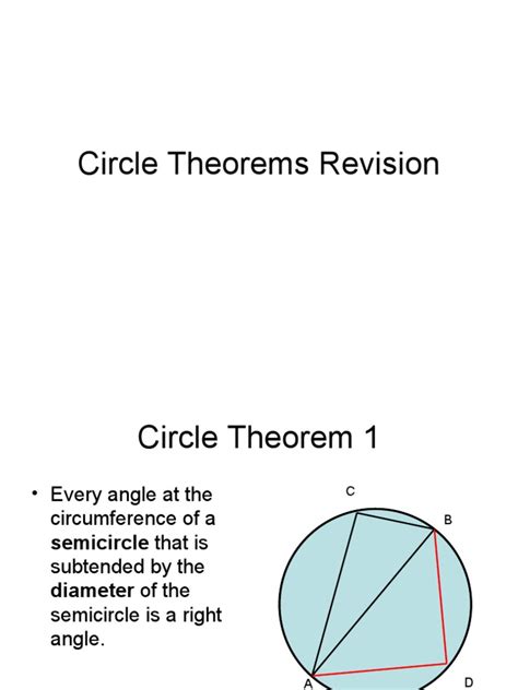 Circle Theorems Revision A Concise Summary Of Eight Key Circle Theorems Pdf Circle