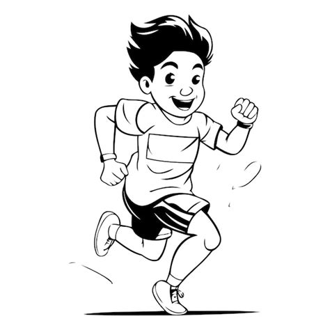 Бегущий человек Векторная иллюстрация мальчика бегущего Карикатурный персонаж Премиум векторы