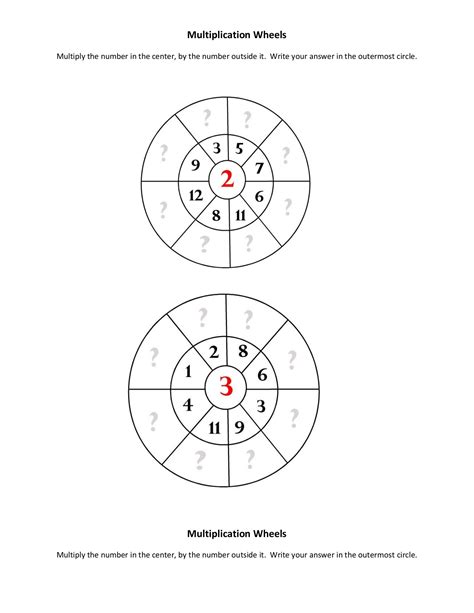 Multiplication Wheel Printable These Are Handy For Elementary Age Math