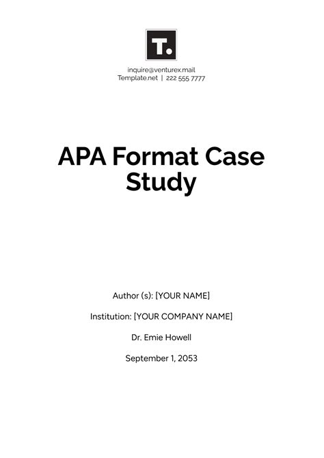 Free APA Format Case Study Template To Edit Online