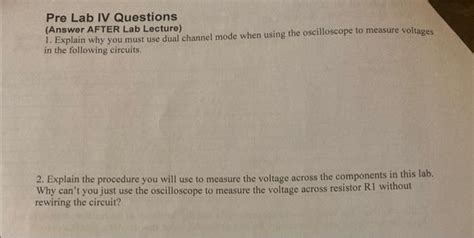 Solved Pre Lab Iv Questions Answer After Lab Lecture 1