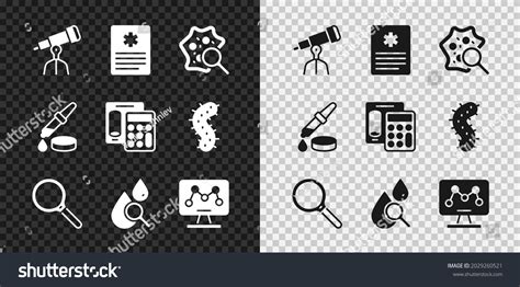 Set Telescope Patient Record Microorganisms Under Stock Vector Royalty