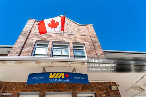 The View Of Train Station And Via Rail Canada Logo Stratford Canada