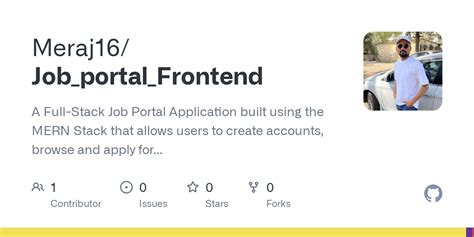 Github Meraj16jobportalfrontend A Full Stack Job Portal Application Built Using The Mern