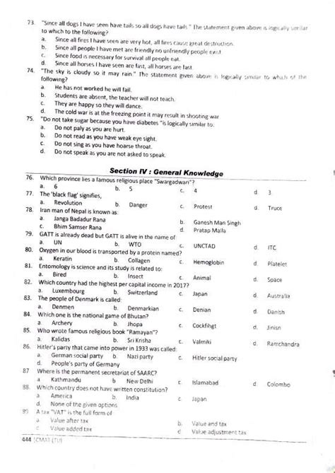 Cmat Entrance Exam Questions Paper 2018
