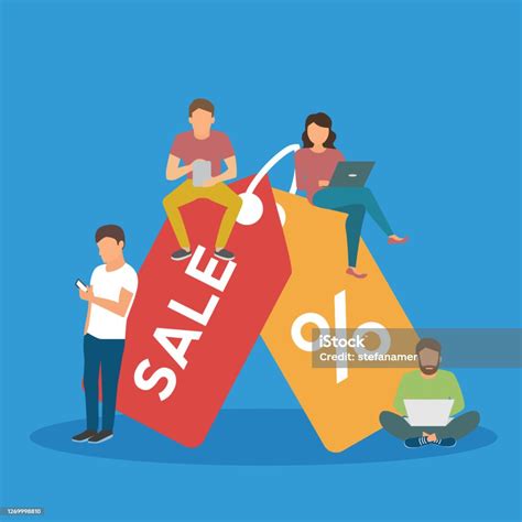 할인 태그 50 온라인 판매 쿠폰 및 제공에 대 한 태블릿 및 스마트폰 등 모바일 가젯을 사용 하 여 젊은 이들의 개념 그림