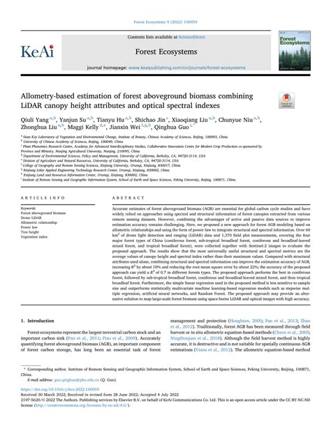 Pdf Allometry Based Estimation Of Forest Aboveground Biomass