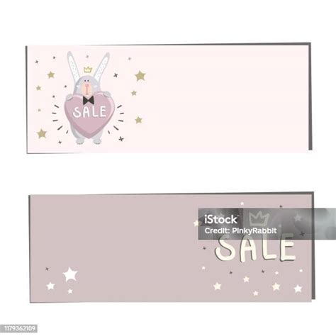 귀여운 토끼와 별 할인 배너 낙서 스타일의 벡터 일러스트레이션 0명에 대한 스톡 벡터 아트 및 기타 이미지 0명 낙서