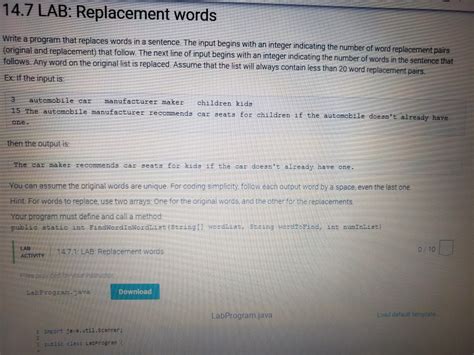 Solved 147 Lab Replacement Words Write A Program That R