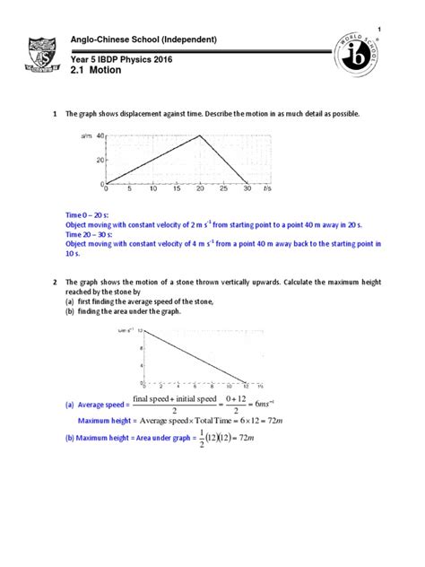 Assignment 2 1 Motion Answers Pdf Speed Acceleration