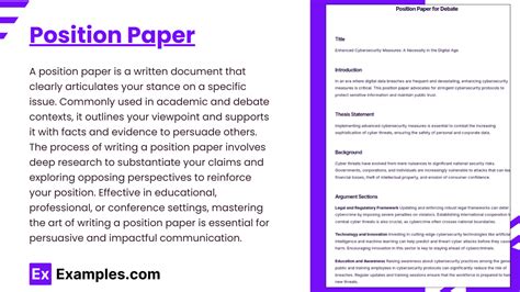 Position Paper Examples For Clear Arguments