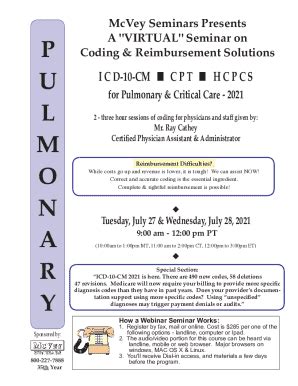 Fillable Online Virtual Seminar On Coding Reimbursement Solutions For Pulmonary Critical