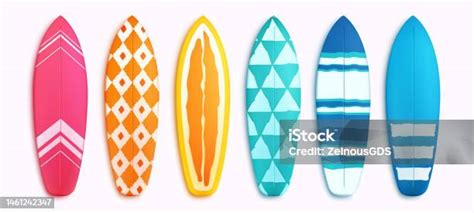서핑 보드 벡터 세트입니다 흰색 배경에 격리된 화려한 패턴 디자인의 서핑보드 여름 요소 서핑보드에 대한 스톡 벡터 아트 및 기타 이미지 서핑보드 서핑 수상 스포츠 3