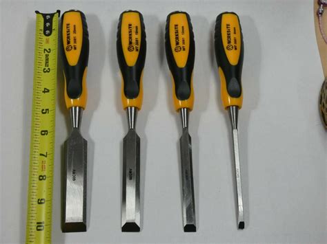 Worksite 4pcs Wood Chisel Set Fiberglass Handle Sizes 6121925mm Perfect For Woodworking