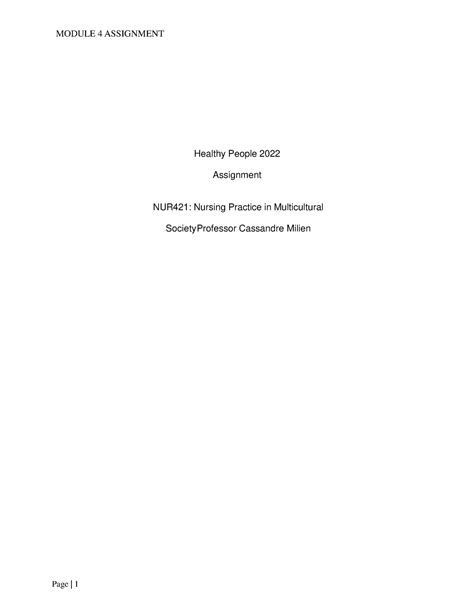 Nursing Practice In Multicultural Society Healthy People 2022