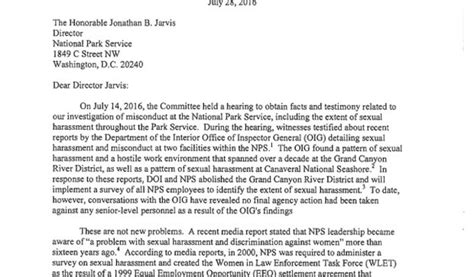 Sexual Harassment Letter Template How We Investigated The National Park