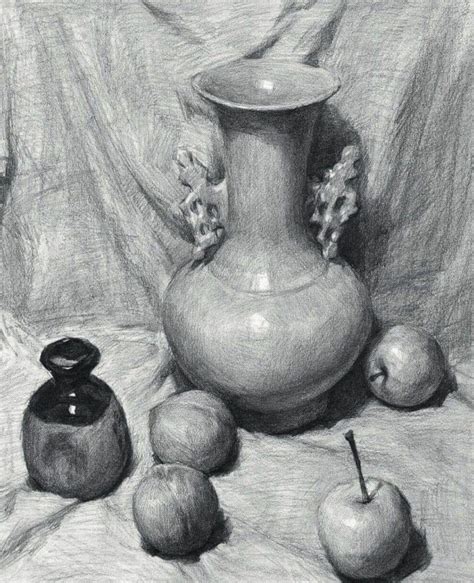 Как нарисовать фрукты карандашом пошаговый легкий мастер класс по рисованию натюрморта в вазе