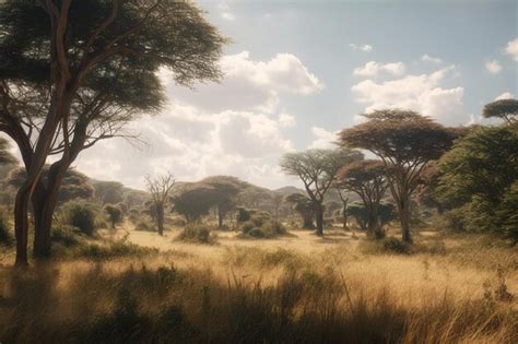 Premium Photo A Landscape With Trees And Grass In The Foreground