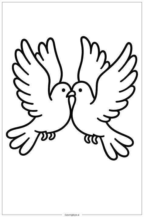 함께 날아가는 결혼 비둘기 색칠하기 페이지 무료 Pdfandpng 인쇄 가능
