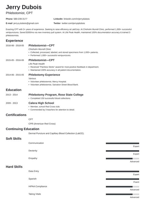 Phlebotomist Resume Examples Templates For 2026