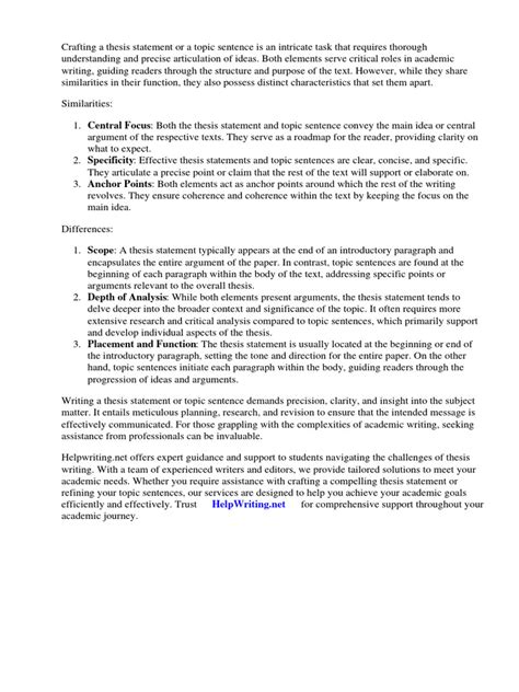 How Are Thesis Statements And Topic Sentences Similar And How Are They
