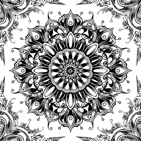 Premium Vector A Black And White Pattern With A Design Of A Mandala