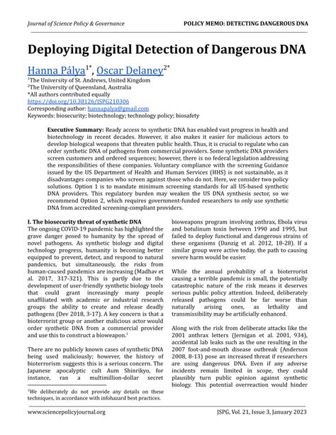 Pdf Deploying Digital Detection Of Dangerous Dna