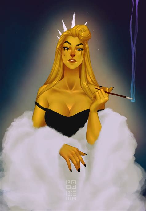 Paolapieretti Lore Olympus Highres Procreate Medium 1girl Black Nails Blonde Hair Blue