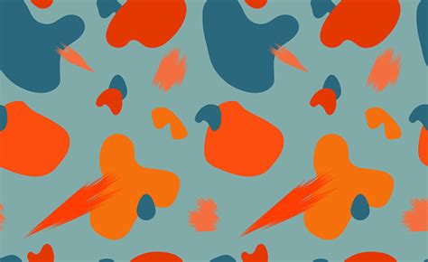 파란색 배경에 간단한 유기 모양과 브러시 스트로크밝은 추상적 인 매끄러운 패턴 둥근 자갈과 긍정적 인 가을 판타지 창조적 인