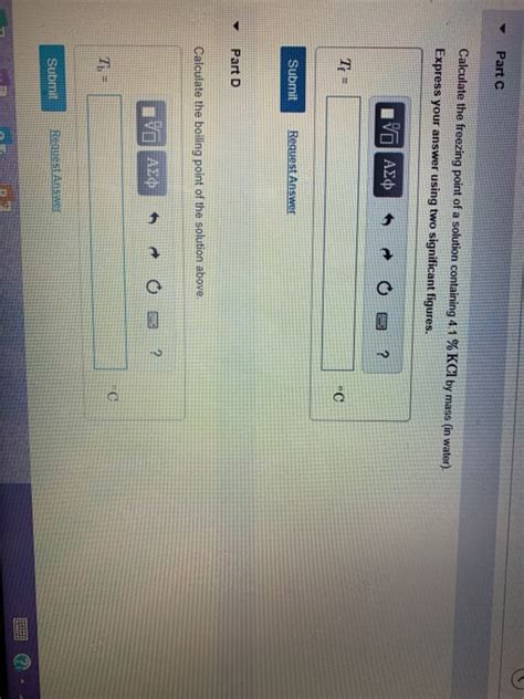 solved part c calculate the freezing point of a solution