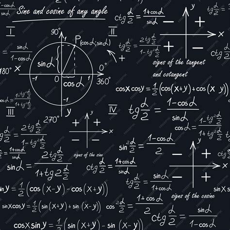 Premium Vector A Mathematical Seamless Pattern With Geometric Shapes And Formulas