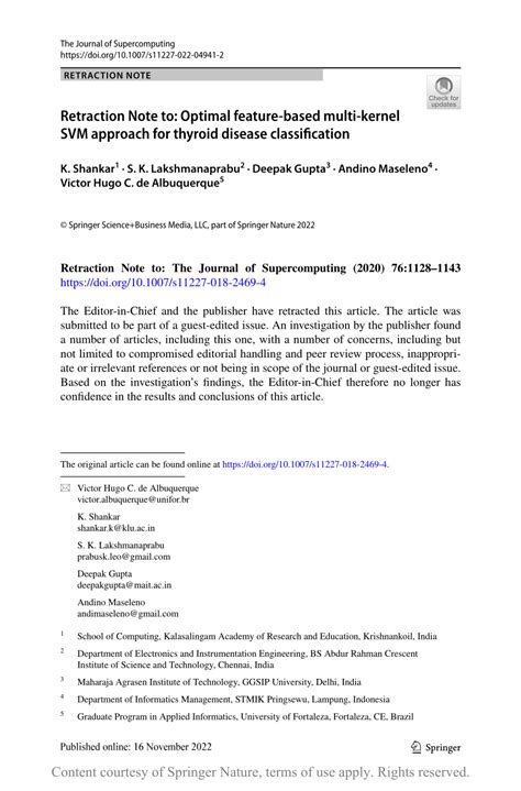 Retraction Note To Optimal Feature Based Multi Kernel SVM Approach For