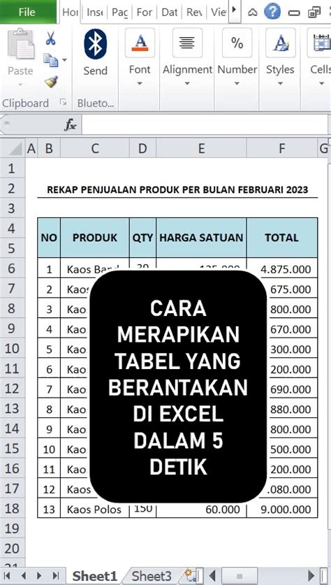Cara Merapikan Tabel Yang Berantakan Di Excel Dalam 5 Detik Belajarexcel Tutorialexcel Video