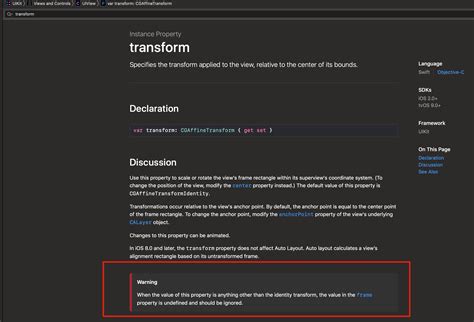 Ios Does Transform Will Cause Uiviews Frame To Be Undefined Stack Overflow