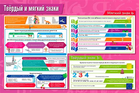 Плакат обучающий А1 Твёрдый и мягкий знаки развивающий по русскому языку 610x914 мм купить с