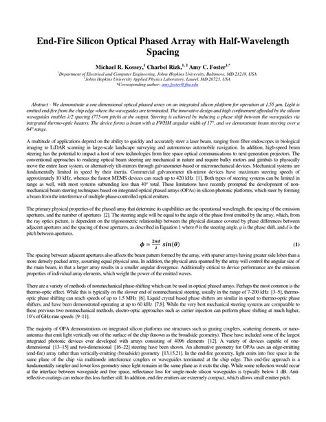 Pdf End Fire Silicon Optical Phased Array With Half Wavelength Spacing