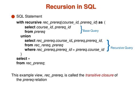 Ppt Recursive Queries Powerpoint Presentation Free Download Id9647752