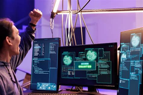 Premium Photo Hacker Celebrating Access Granted To Computer System And Doing Illegal