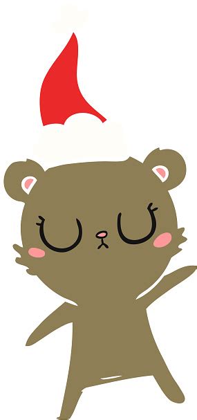 산타 모자를 쓴 곰의 평화로운 손으로 그린 평면 색상 그림 0명에 대한 스톡 벡터 아트 및 기타 이미지 0명 곰 낙서 드로잉 Istock