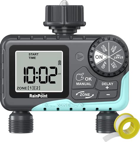 Rainpoint Sprinkler Timer 2 Outlet Water Timer For Garden