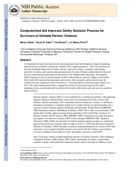 Pdf Computerized Aid Improves Safety Decision Process For Survivors
