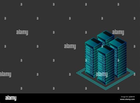 Server Room Isometric Vector Futuristic Technology Of Data Protection