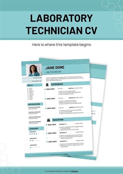 Laboratory Technician CV Google Slides PowerPoint