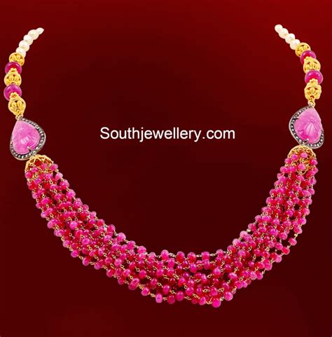 Ruby Beads Necklace Indian Jewellery Designs