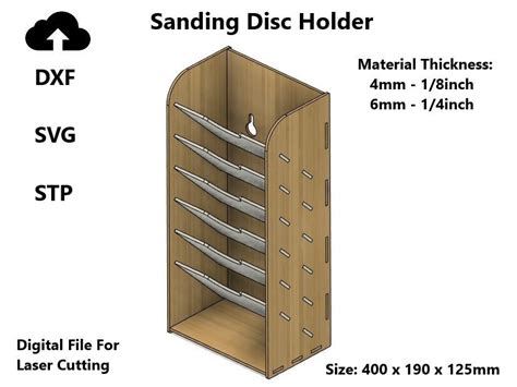 Sanding Disc Organizer Stand Digital Laser Cut File DXF SVG Cad Wall Hang Sand Paper Holder Etsy