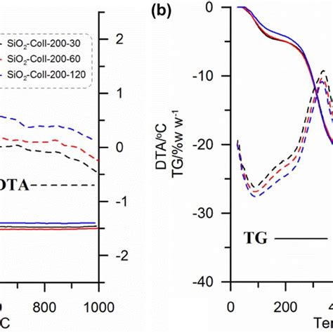 The Tg And Dta Curves For The Sio2 Collagen Biocomposites Milled At Download Scientific Diagram