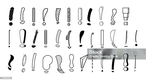 큰 세트 손 은 컬렉션 낙서 다른 검은 느낌표 벡터 디자인 스타일 만화 심문 아이콘 스케치를 그립니다 검은색에 대한 스톡 벡터 아트 및 기타 이미지 Istock